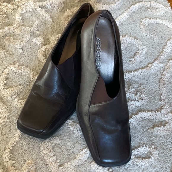 AEROSOLES | Shoes | Aerosoles Sideways Dark Brown Square Toe Chunky ...